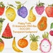 Happy Cute Fruits 15 PNG Clipart, Watercolor Lemon Apple Strawberry ...