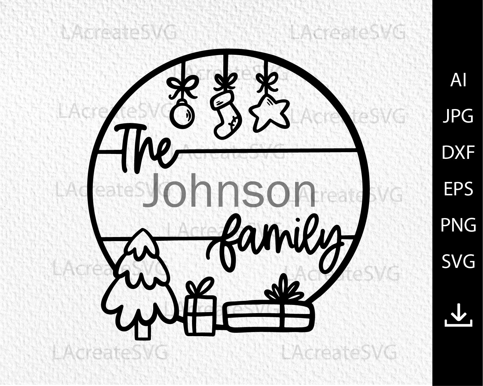 Christmas Wreath Svg Cut File, the Family Split Monogram SVG PNG DXG ...