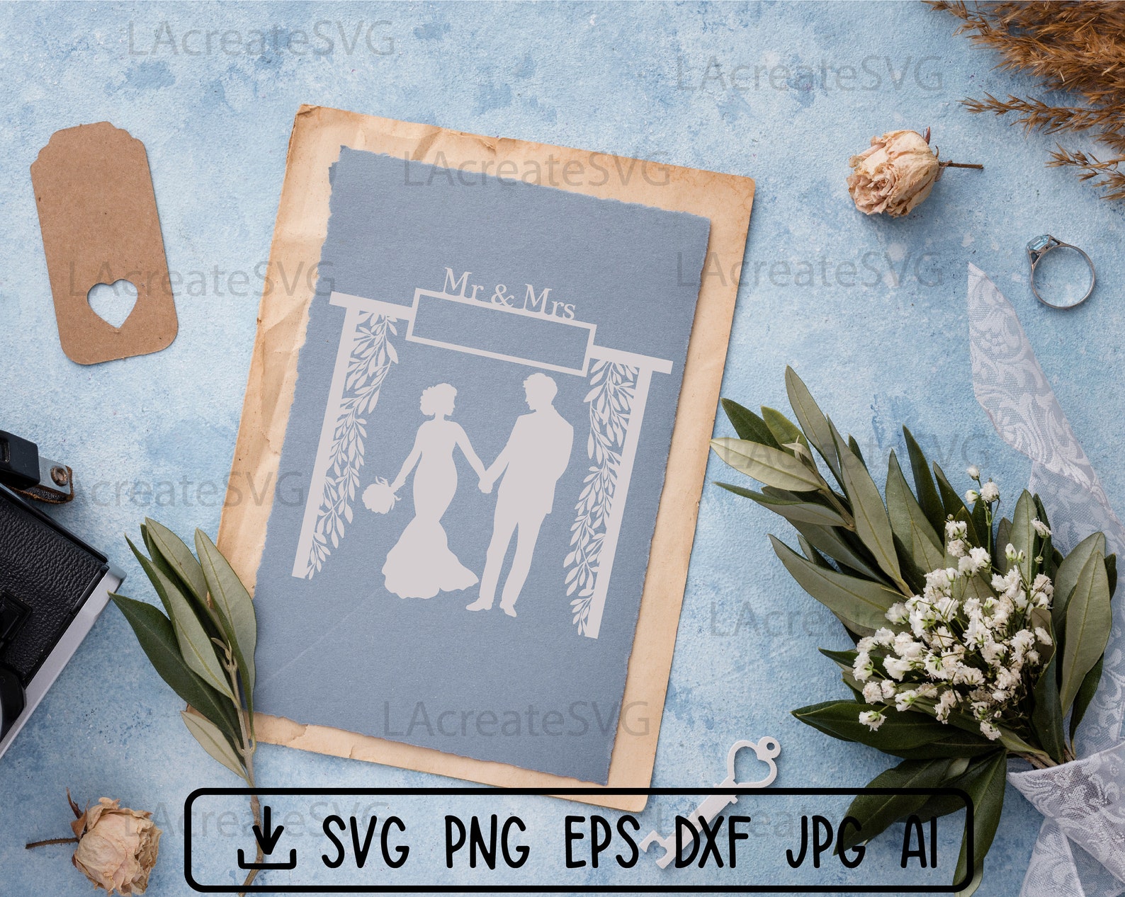 Wedding Couple Arch SVG File, Mr&mrs Frame, Family Name Split Monogram ...