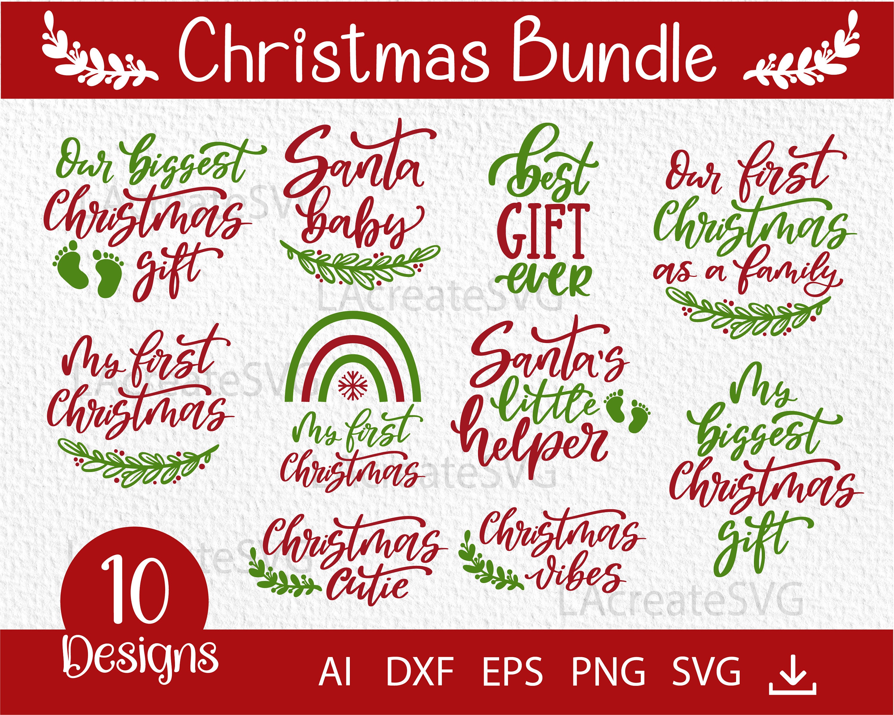 Сhristmas Baby Svg Bundle 10 Designs SVG PNG DXF My First - Etsy