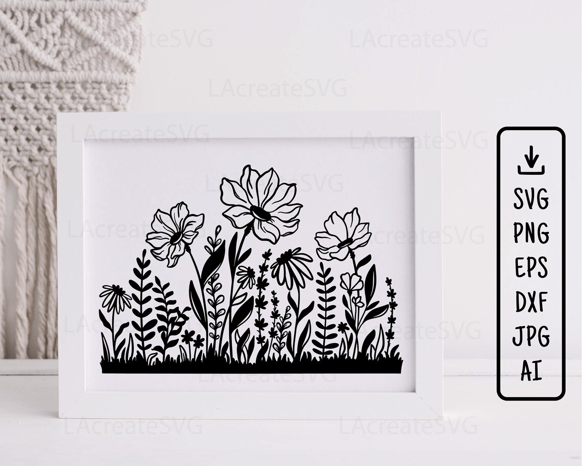 Flower Meadow SVG Wildflowers Svg Cut File Simply Floral - Etsy