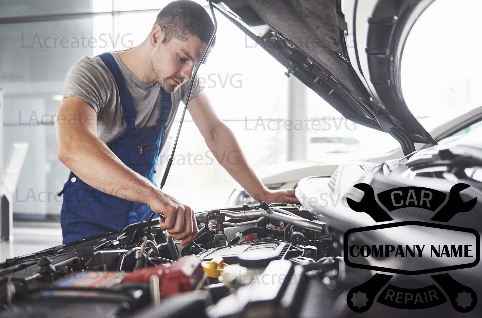 Auto Mechanic Logo Svg, Car Repair Service Logo SVG PNG DXF, Garage ...