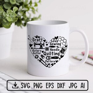 Quilting Sewing Heart Svg, Sew Lover Quilter Svg Png, Sewing Machine ...