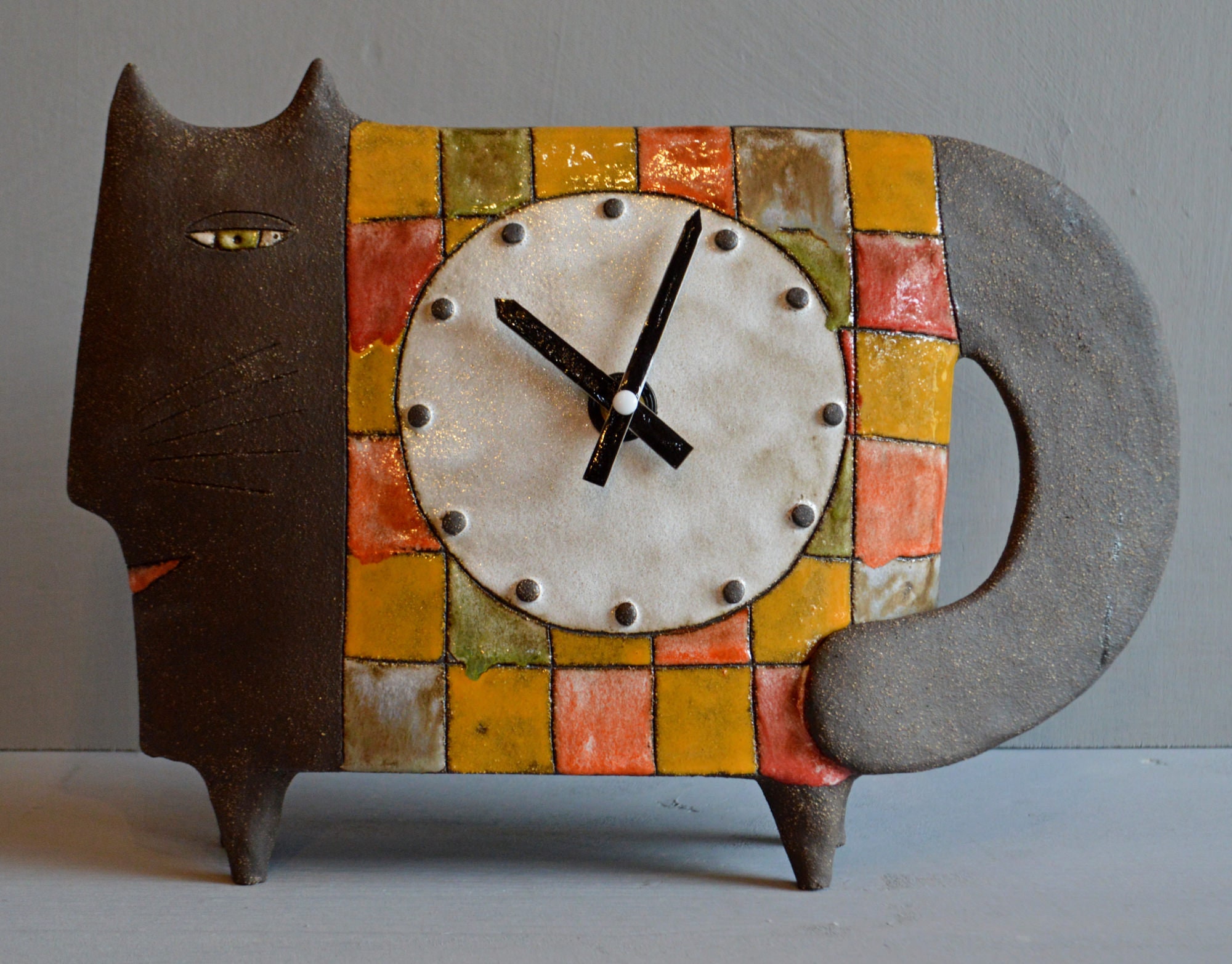 Cat Clock, Ceramic - Etsy