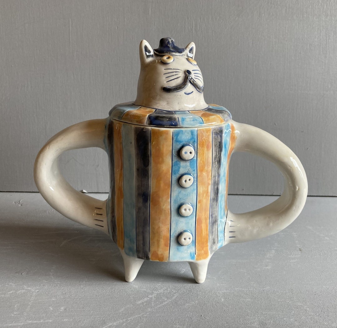 Cat Shaped Earthenware Cup With Lid - Etsy