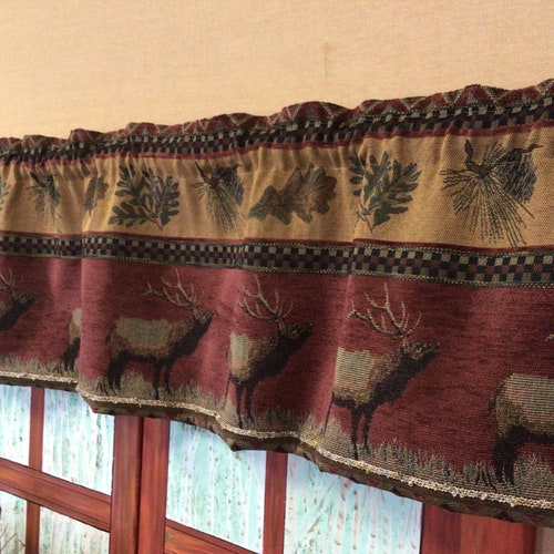 Moose Tapestry Valance. Rustic Cabin Decor Cabin Curtain Log - Etsy