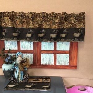 3 1/2 Inch Rod Pocket Elk Valance Cabin Decor Elk and Leaf - Etsy