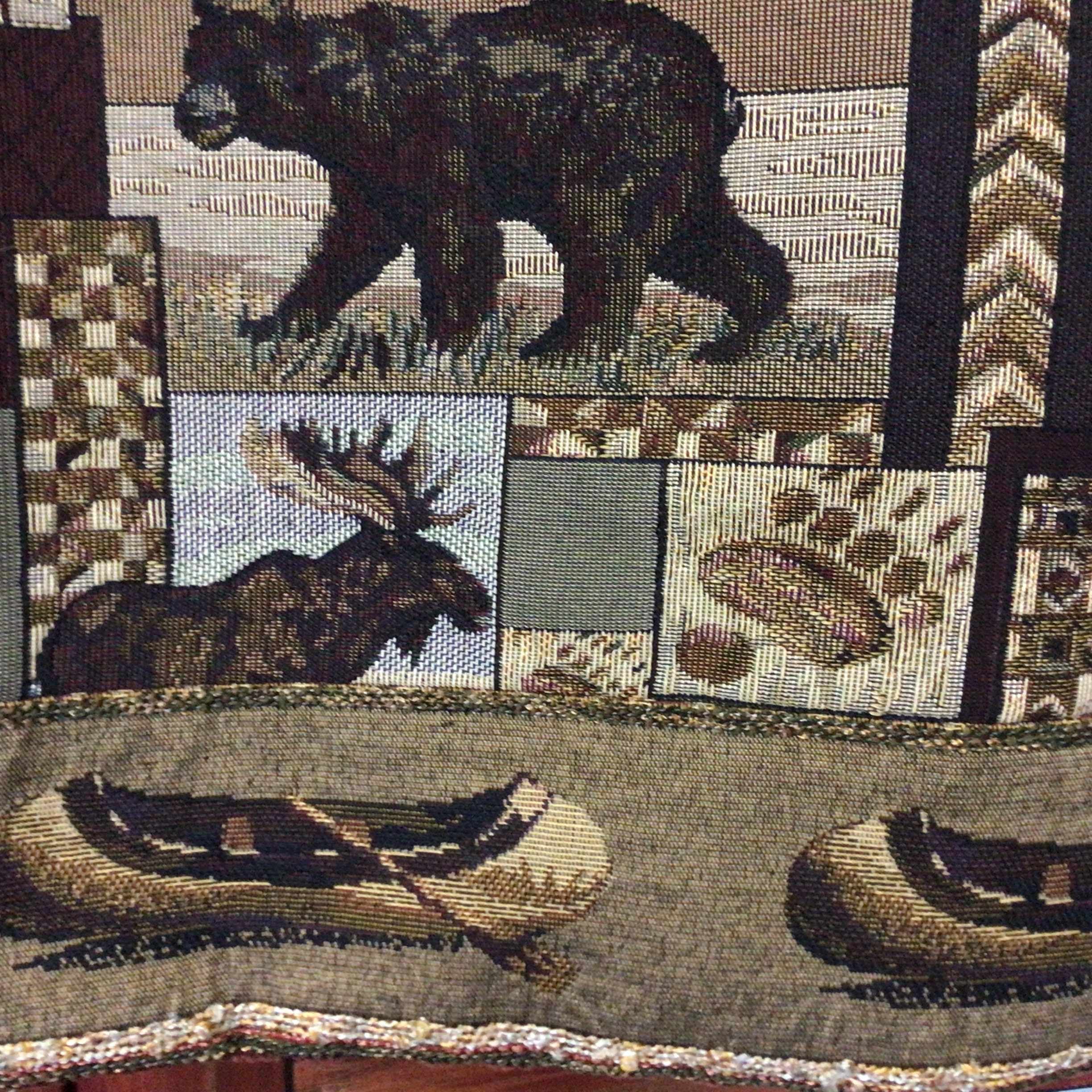 Jute Rope Tab Top Valance, Canoe Patchwork, USA Sewn (pole Not Included ...