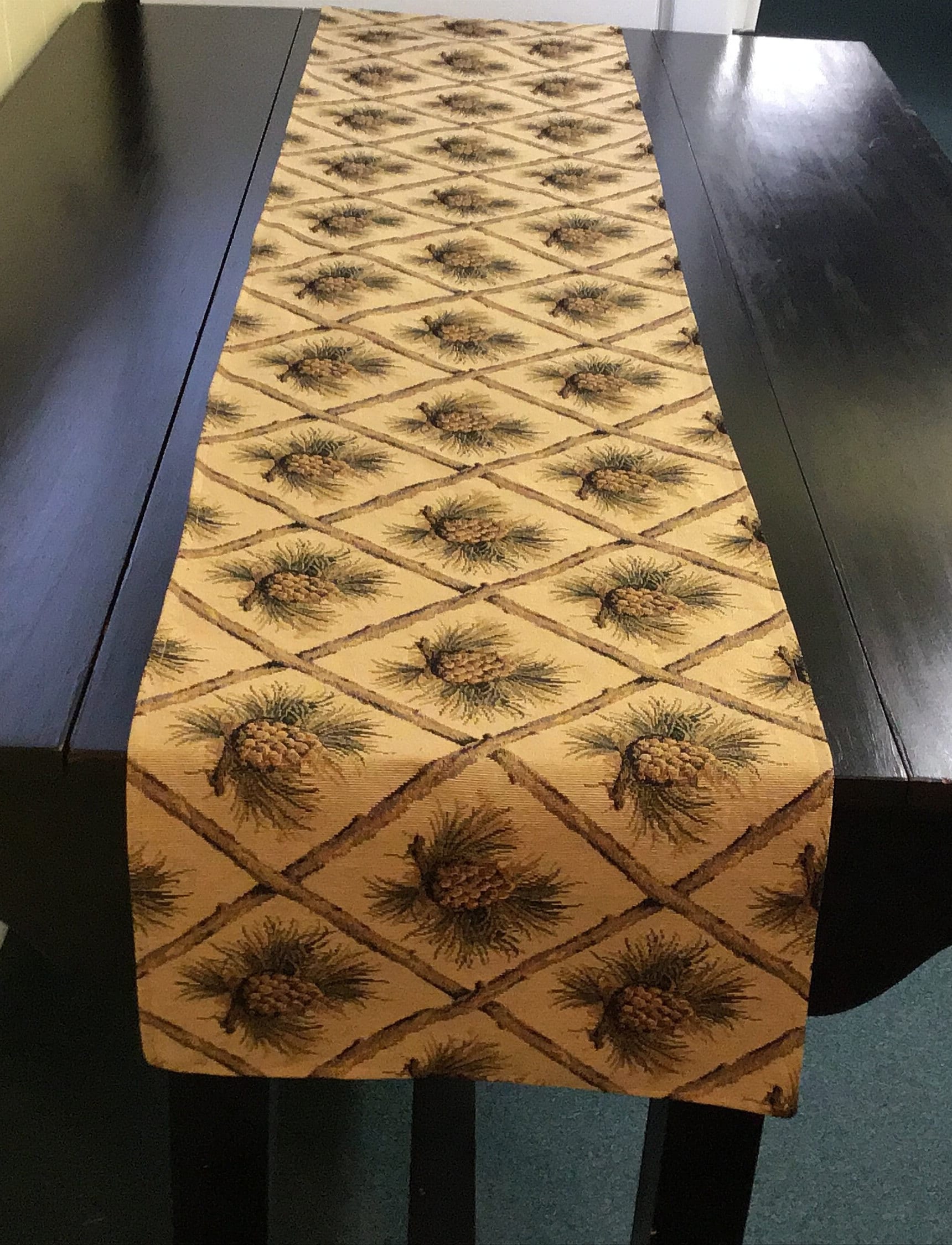 Tapestry Table Runner. Rustic Cabin Decor Pinecone Dresser - Etsy