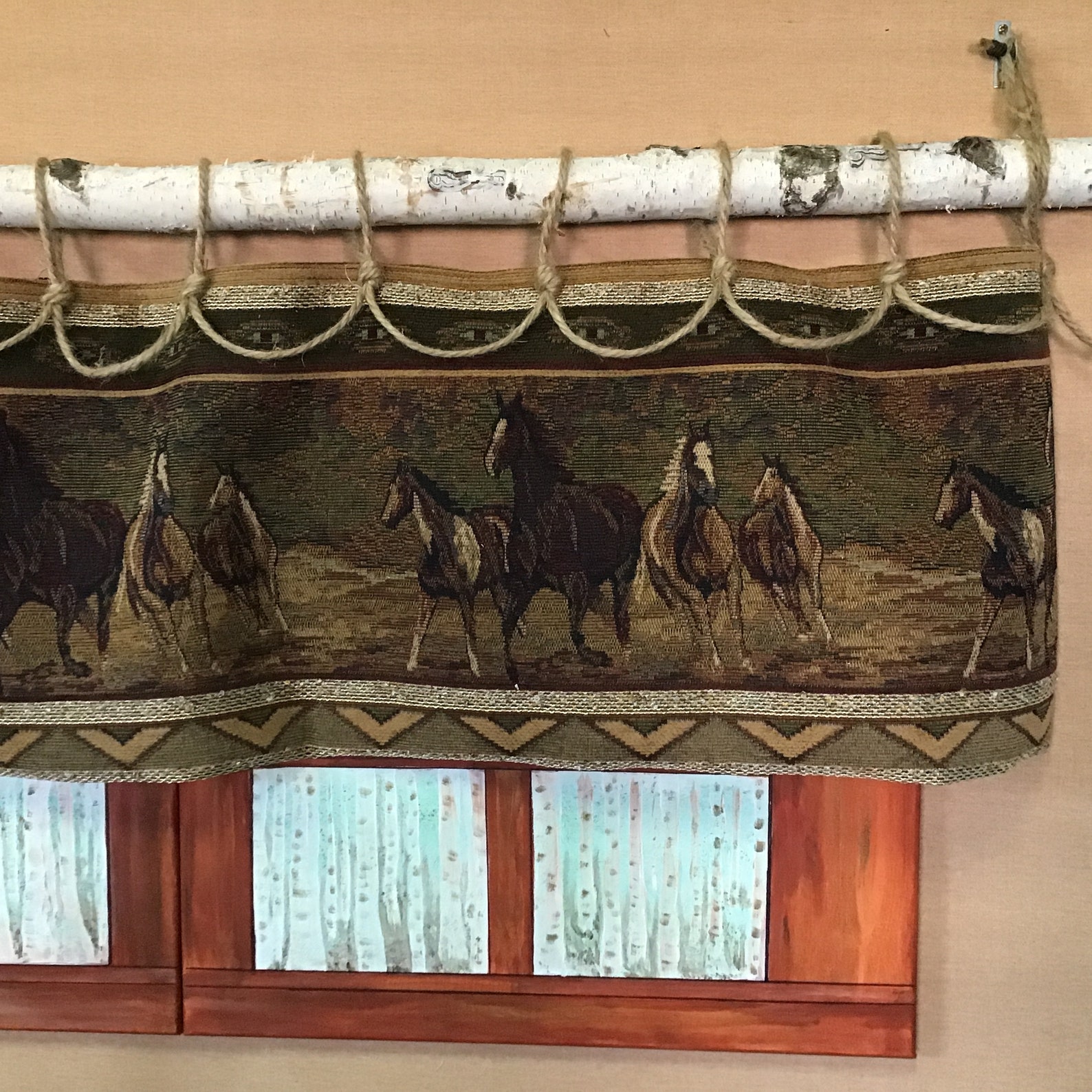 Horse Jute Rope Tab Top Valance Rustic Cabin Decor Northern - Etsy