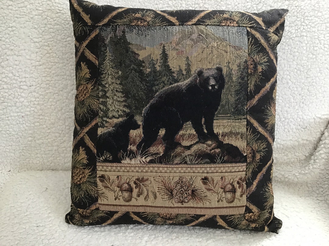 USA Made Pillows, Bear, Cub, Rustic Cabin Decor, Log Cabin Furniture ...