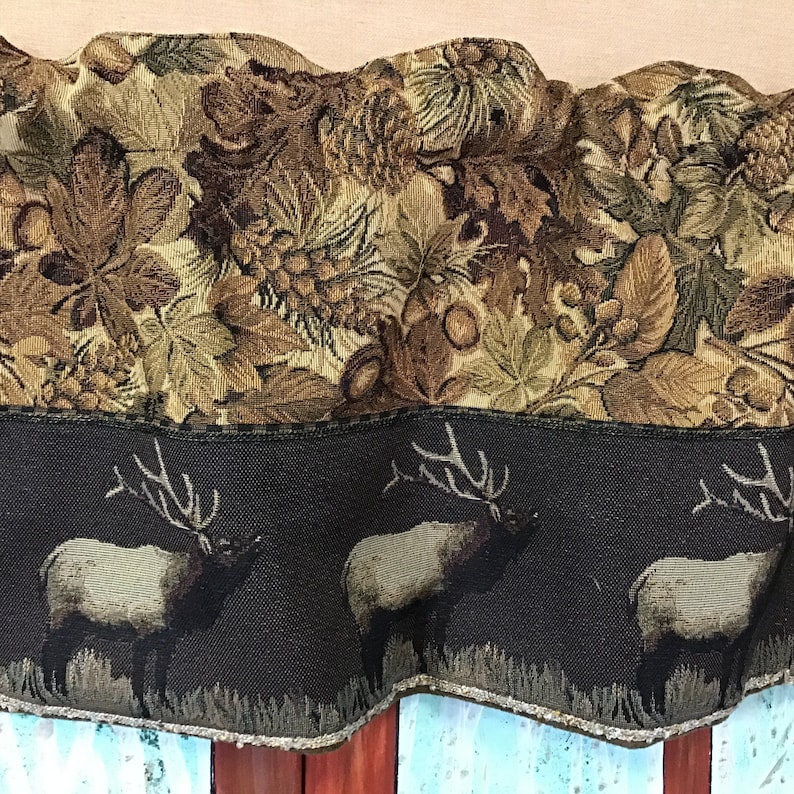 3 1/2 Inch Rod Pocket Elk Valance Cabin Decor Elk and Leaf - Etsy