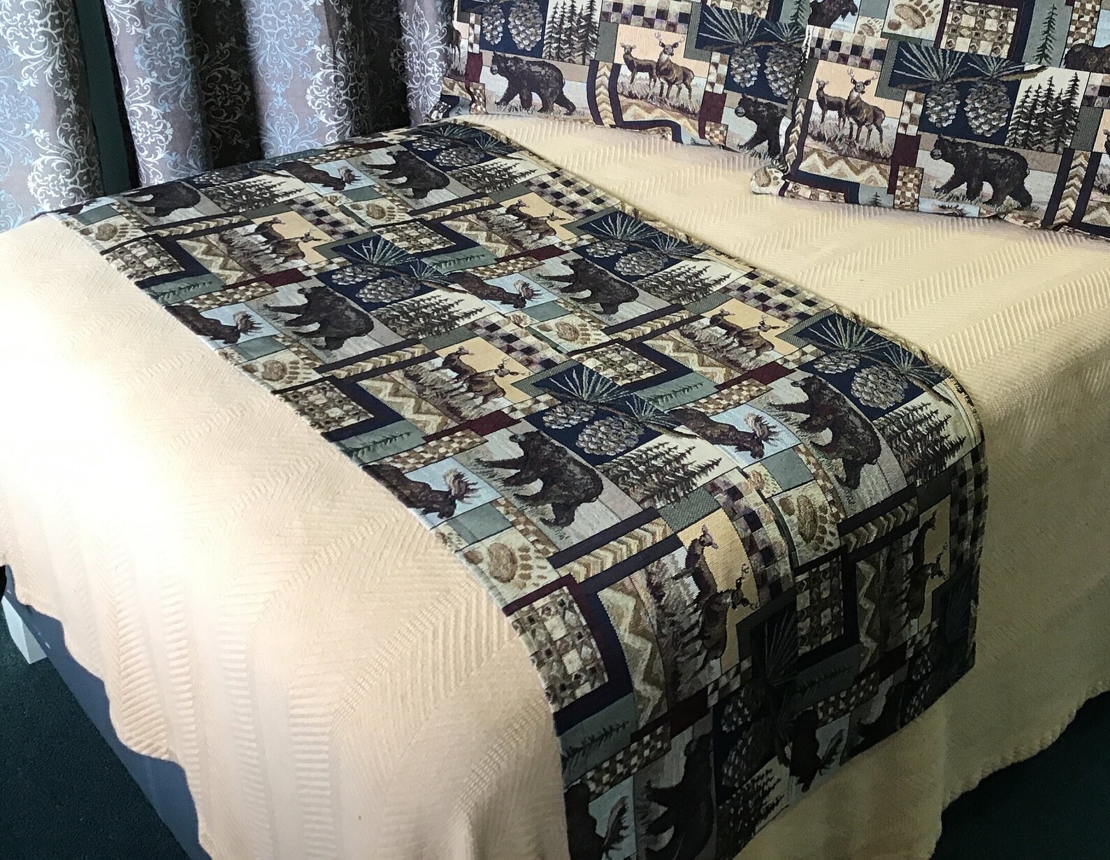 Tapestry table runner placemats and bed runners Rustic cabin | Etsy