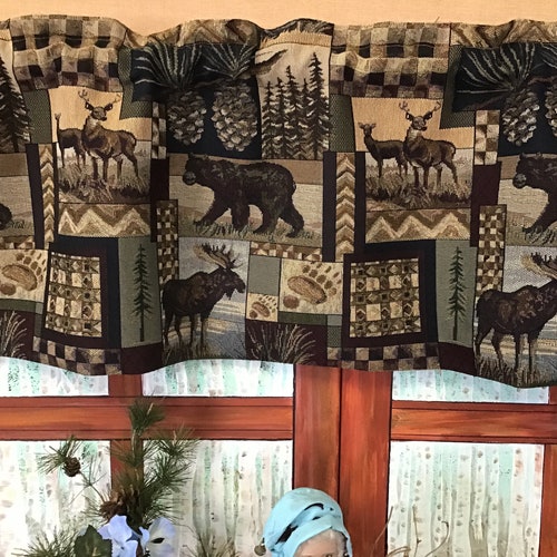 Southwest Bear Tapestry Valance. Rustic Cabin Decor. Log Cabin - Etsy