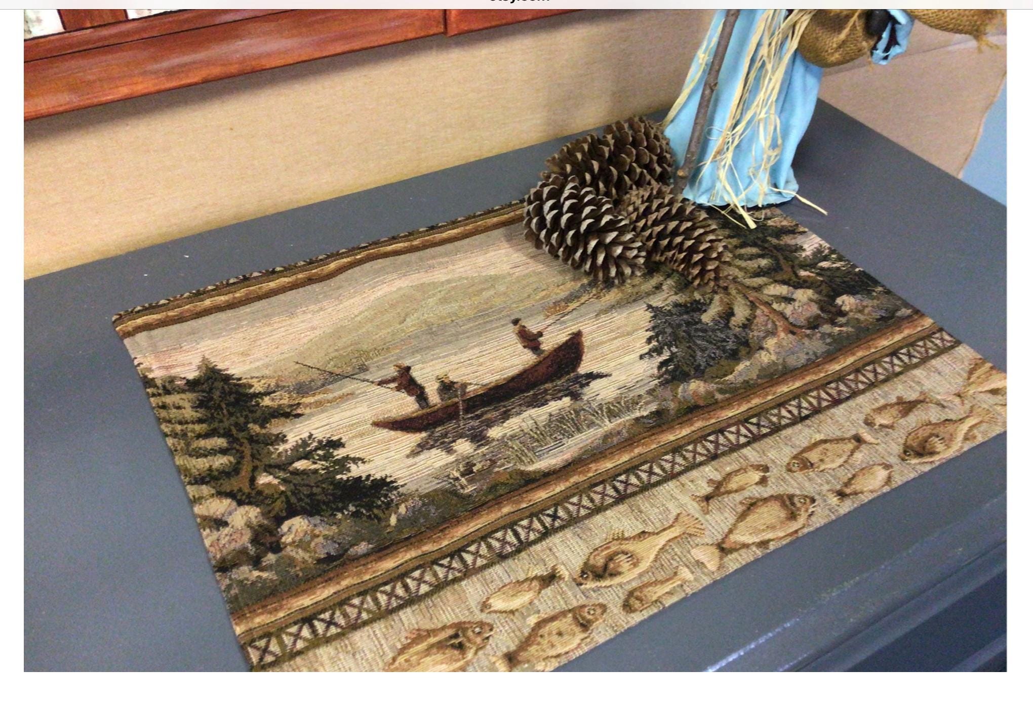 Jute Rope Tab Top Fishing Boat Tapestry Valance: Rustic Cabin Decor ...