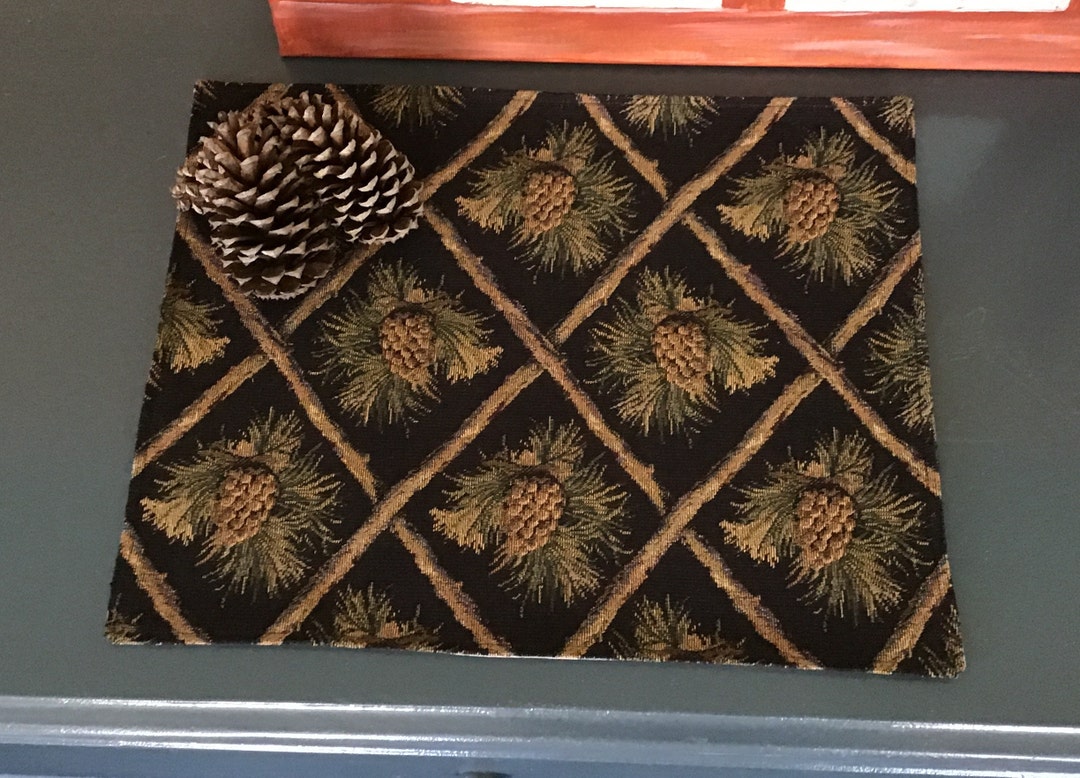 4 or 6 Pcs Set, Tapestry Cabin Placemats, Rustic Cabin Decor, Black ...