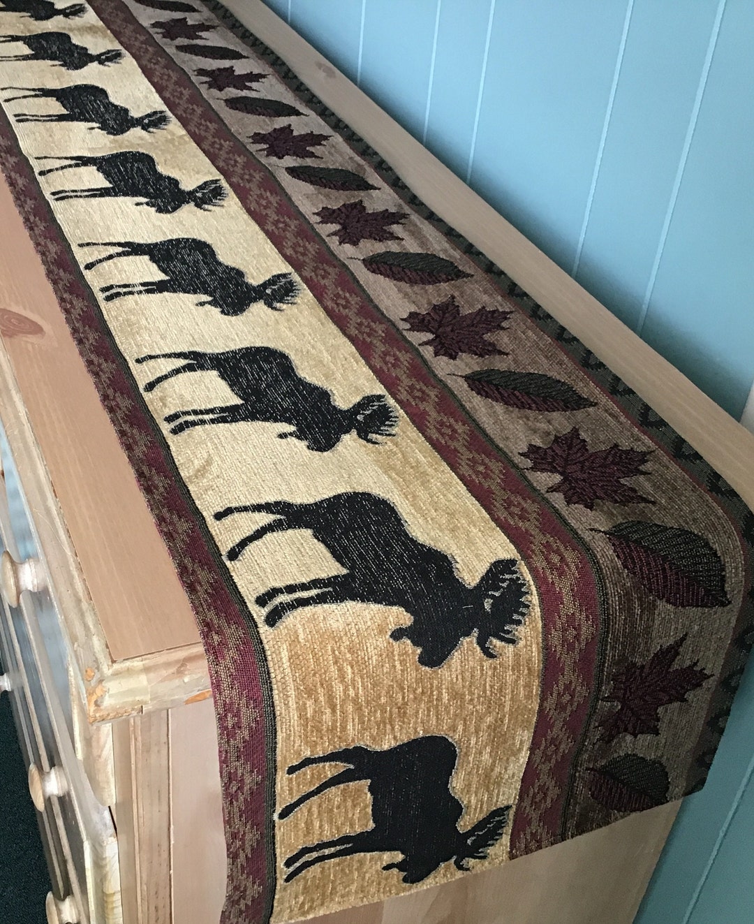 USA Made Table Runner, Moose, Placemats, Rustic Cabin Decor, Ranch, Log ...