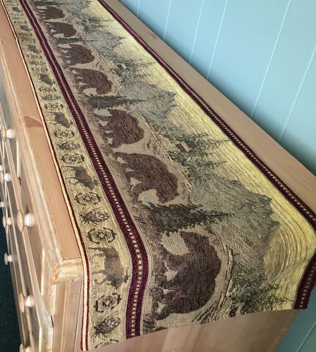 Southwest Bear Table Runner, Placemats, Rustic Cabin Decor, Dresser ...
