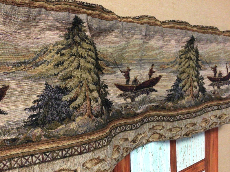 3 1/2 Inch Rod Pocket Fishing Boat Tapestry Valance. Rustic - Etsy