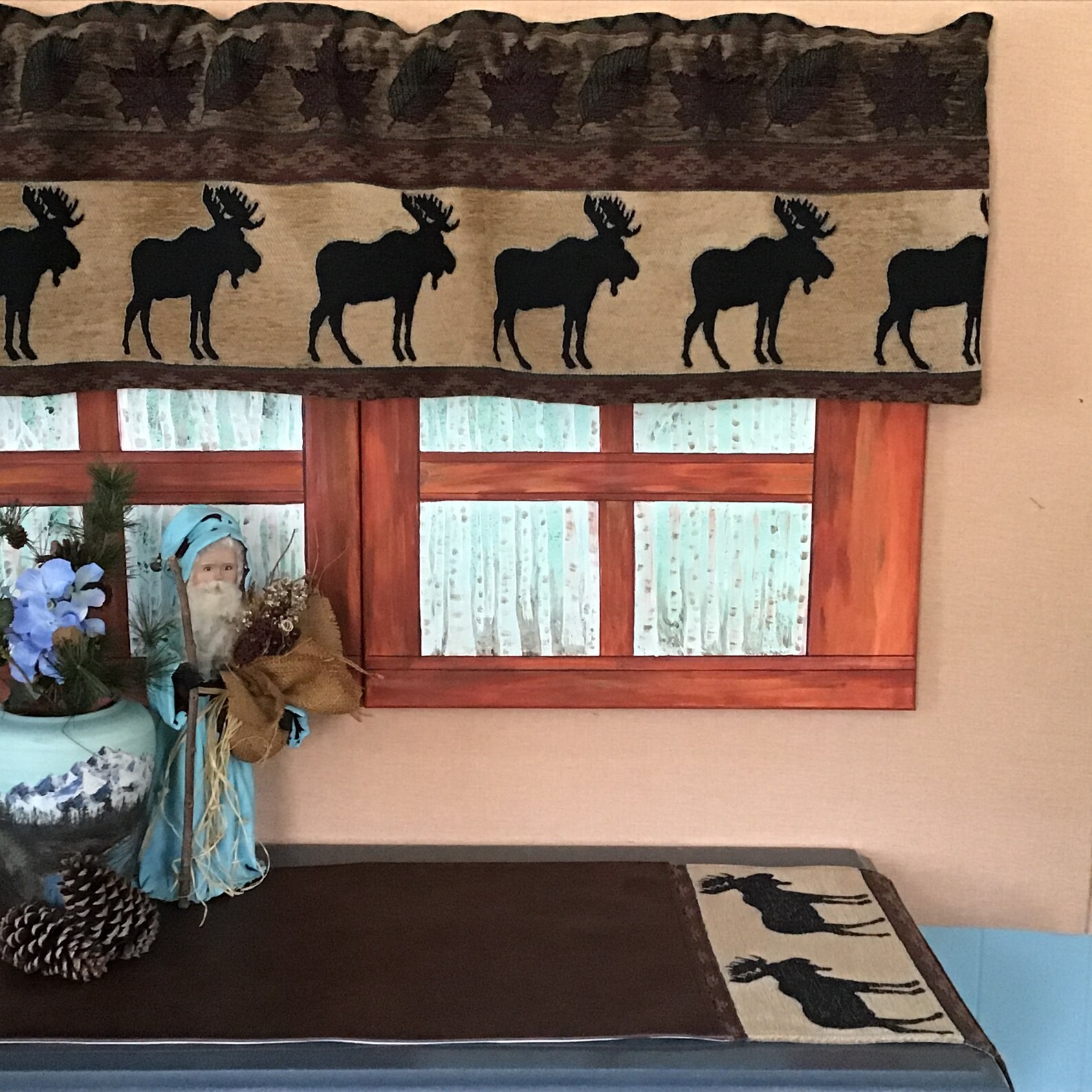 3 1/2 Inch Rod Pocket Valance Cabin Decor Tapestry Moose | Etsy