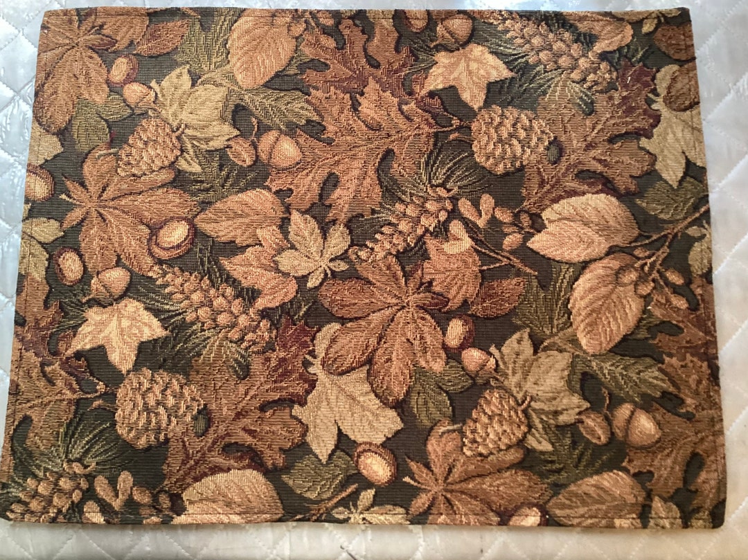 Tapestry Cabin Placemats, Rustic Cabin Decor, Leaf and Pinecone ...