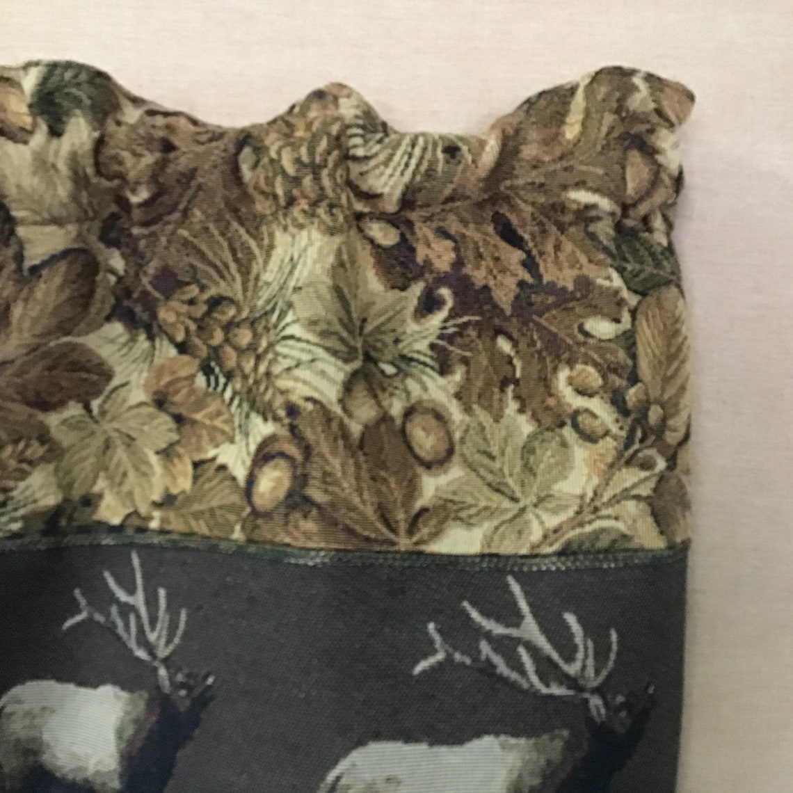 Elk and Leaf Tapestry Valance. Rustic Cabin Decor Log Cabin - Etsy