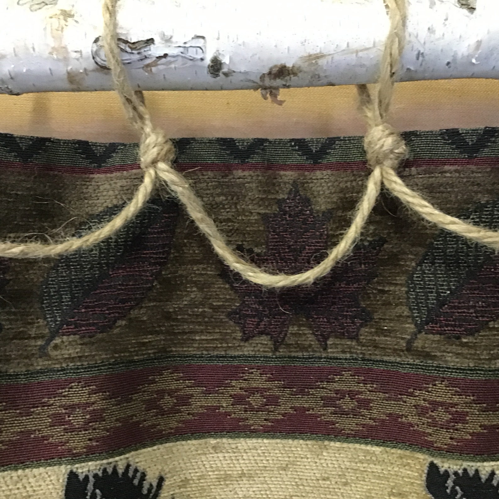 Cabin Decor Tapestry Jute Rope Tab Top Valance Woodstock - Etsy