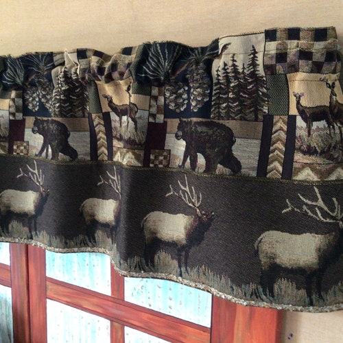 Southwest Bear Tapestry Valance. Rustic Cabin Decor. Log Cabin - Etsy