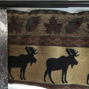 3 1/2 Inch Rod Pocket Valance, Cabin Decor, Tapestry Moose Valance ...