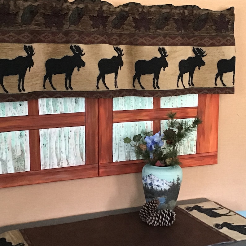 Moose Tapestry Valance: Rustic Cabin Decor, USA Made - Etsy