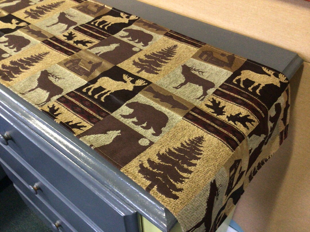 Patchwork Elk, Deer, Moose, Wolf, Bear Table Runner, Placemats , Rustic ...