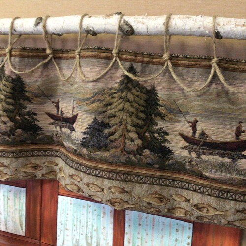 Moose Tapestry Valance. Rustic Cabin Decor Cabin Curtain Log - Etsy
