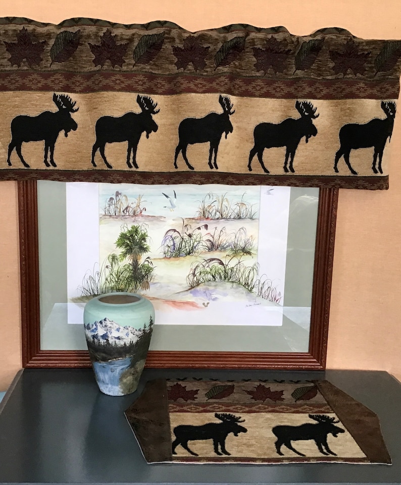 Moose Tapestry Valance: Rustic Cabin Decor, USA Made - Etsy