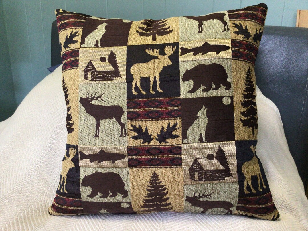 Evergreen Cabin Throw Pillow, Bed Sham, Rustic Cabin Decor, Log Cabin ...