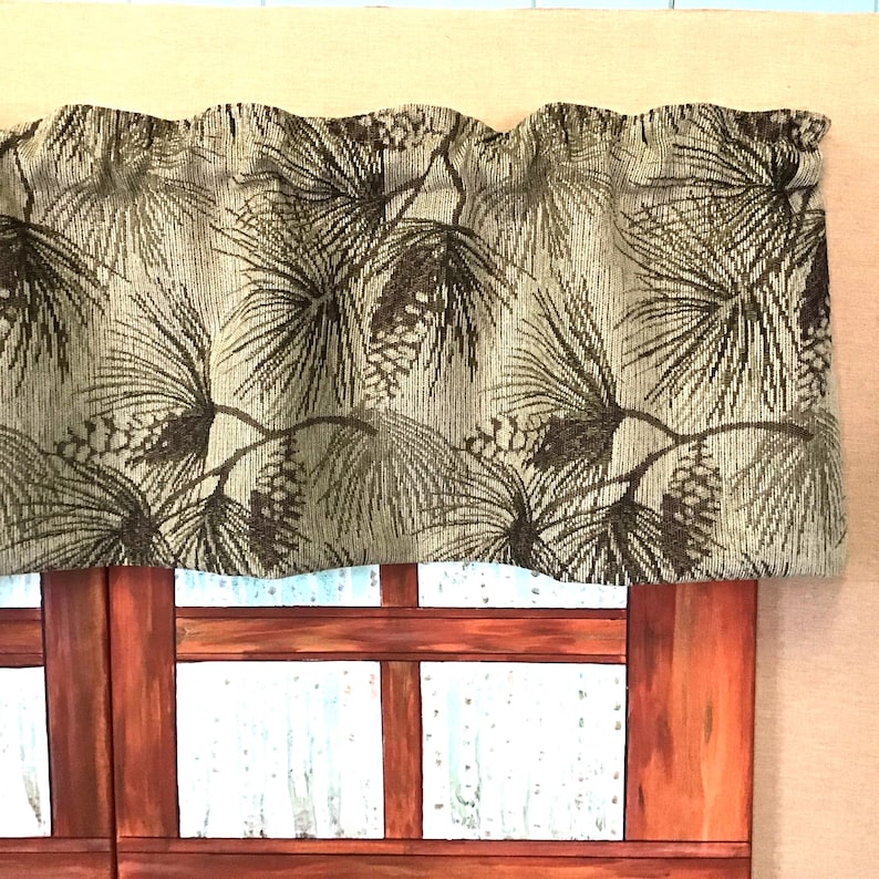 USA Sewn 36-120 Inch Valances, Coaster, Pinecone Branch, Rustic Cabin ...