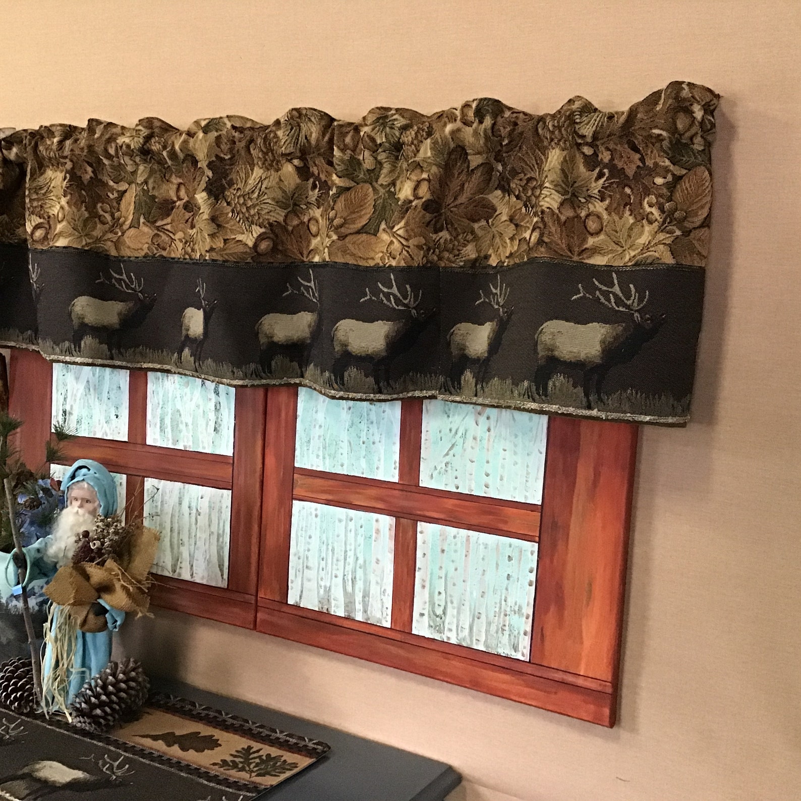 Elk and Leaf Tapestry Valance. Rustic Cabin Decor Log Cabin - Etsy