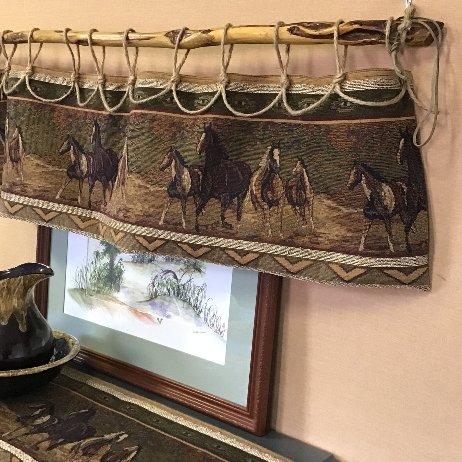 Horse Jute Rope Tab Top Valance Rustic Cabin Decor Northern - Etsy