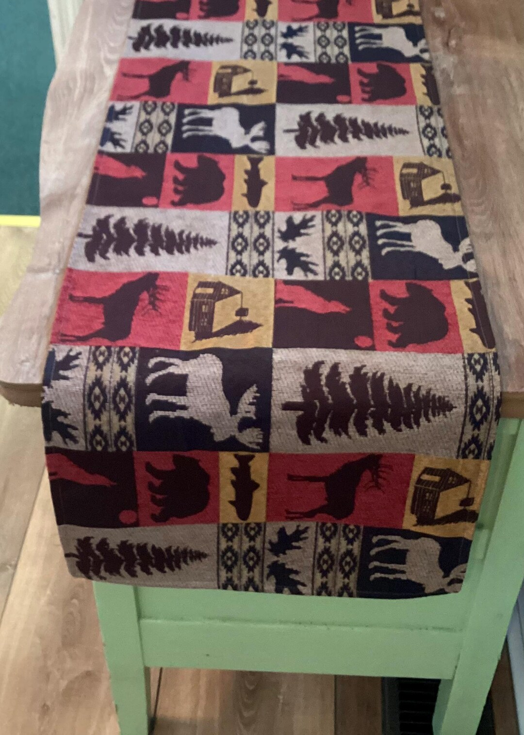 Patchwork Elk, Deer, Moose, Wolf, Bear Table Runner, Placemats , Rustic ...