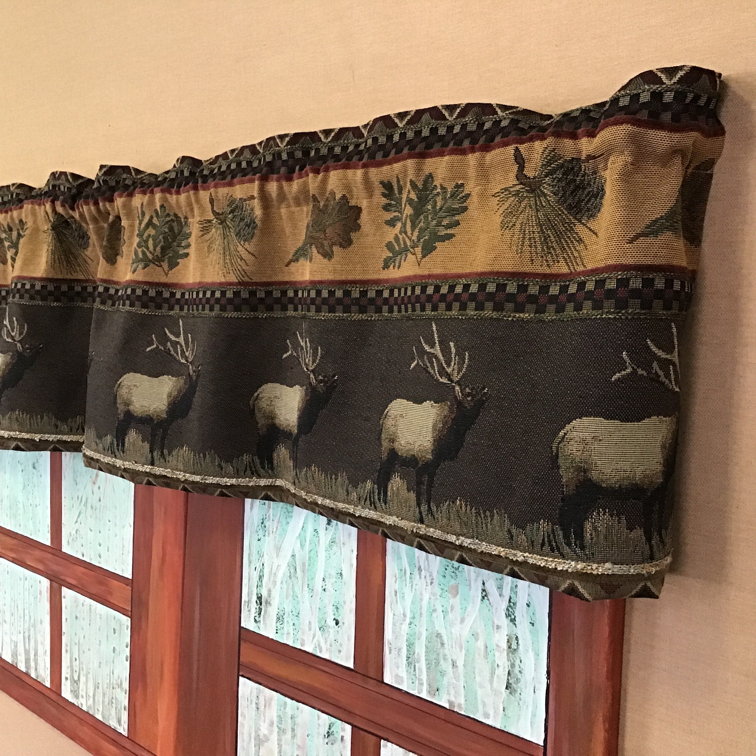 3 1/2 inch rod pocket elk valance cabin decor log cabin | Etsy