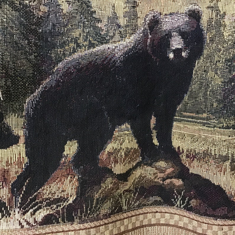 Tapestry Valance. Rustic Cabin Decor Curtain Bear Cub Log - Etsy