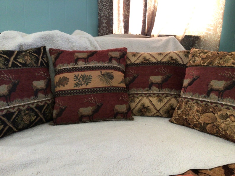 Elk and Leaf Throw Pillow Rustic Cabin Decor Log Cabin - Etsy