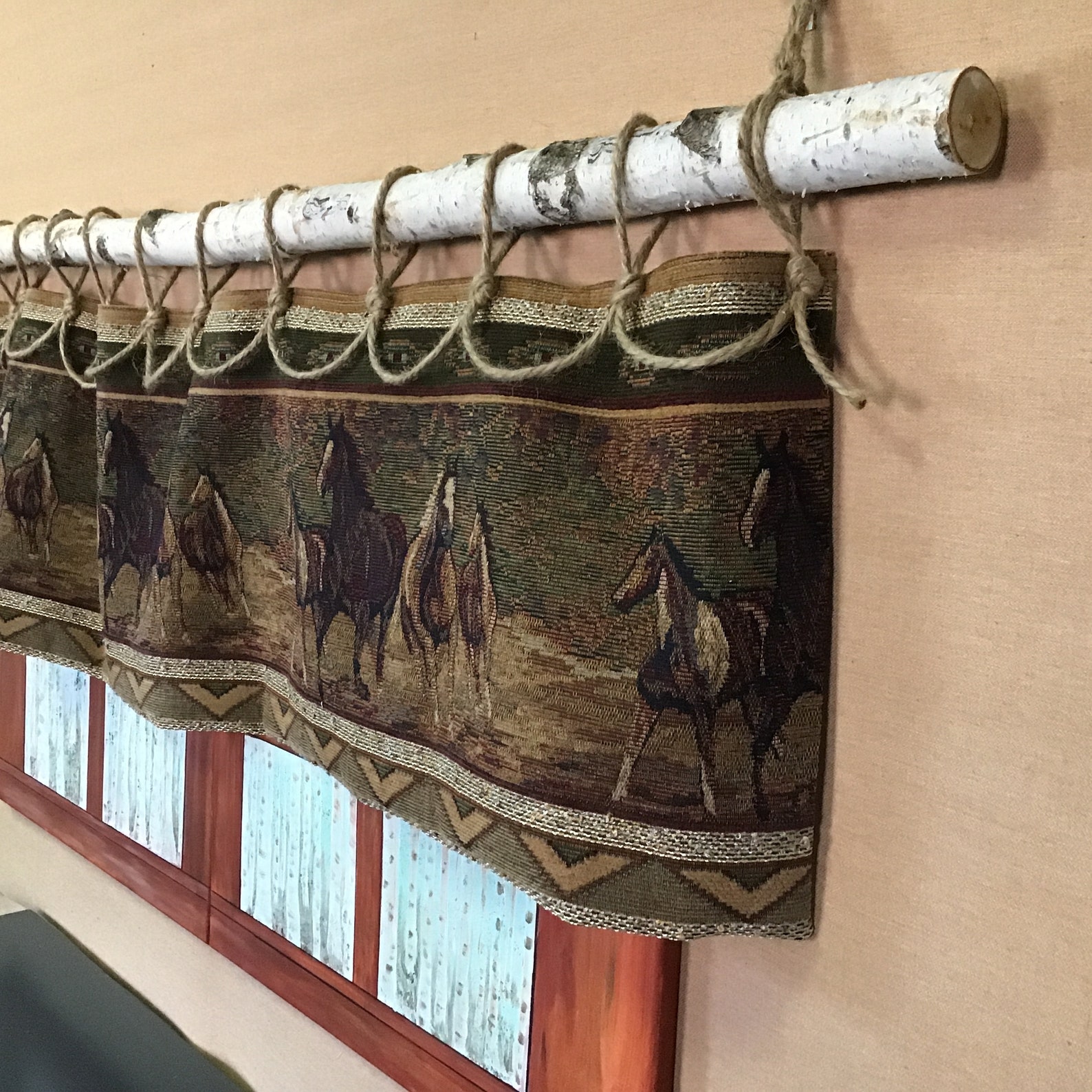 Horse Jute Rope Tab Top Valance Rustic Cabin Decor Northern - Etsy
