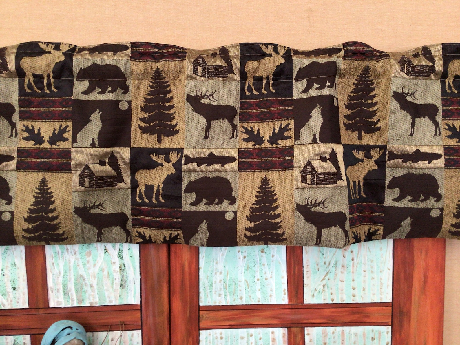 3 1/2 Inch Rod Pocket Cabin Valance Elk Moose Bear Wolf Fish - Etsy