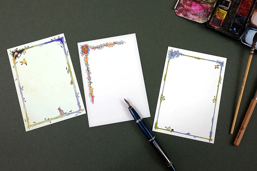 Set of 3 Postcards Illustrated in Watercolor, in Medieval Style - Etsy