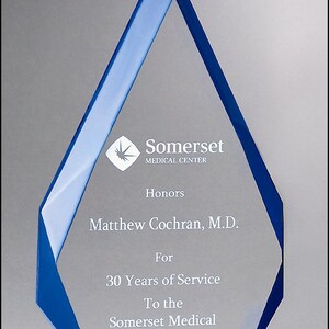 Clear Acrylic With Blue Accented Bevels / Customizable Engraved ...