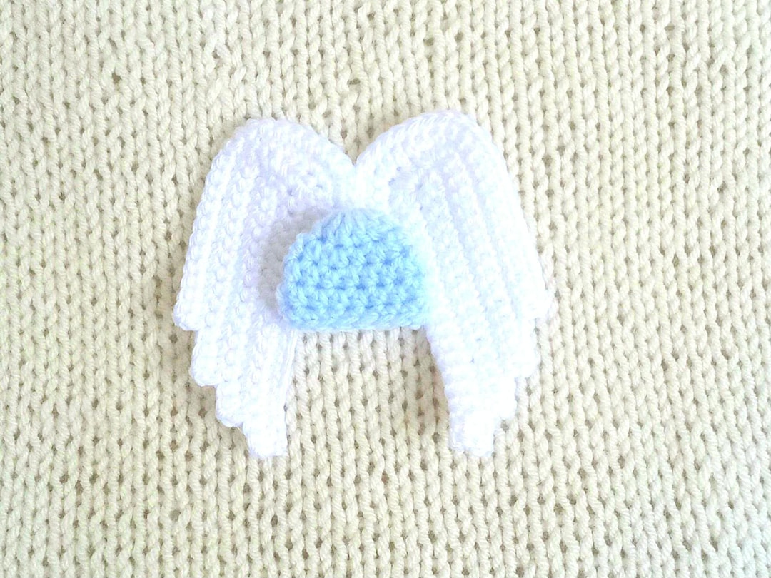 Crochet Angel Wings and Tiny Hat Set, Miscarriage Keepsake or ...