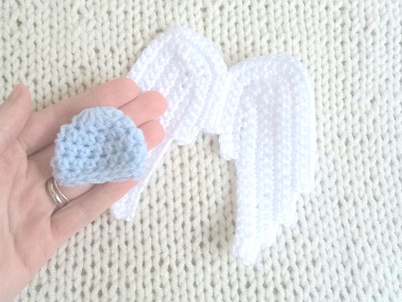 Crochet Angel Wings and Tiny Hat Set, Miscarriage Keepsake or ...