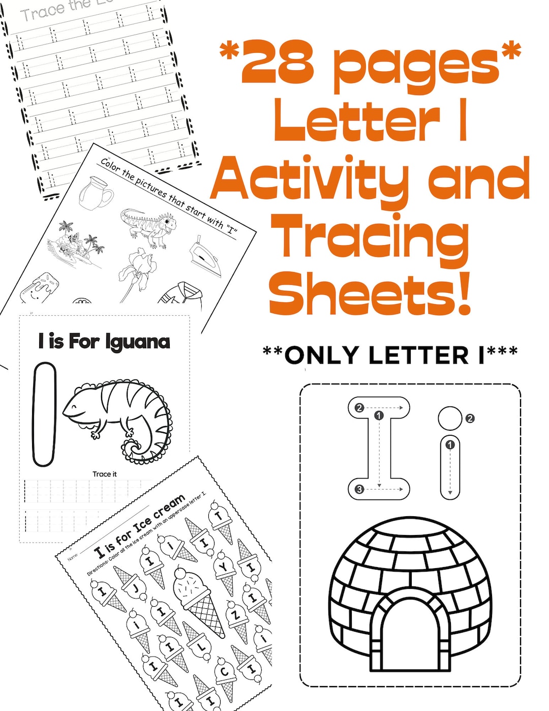 Letter I Tracing Worksheets and Letter I Activity Worksheets only ...