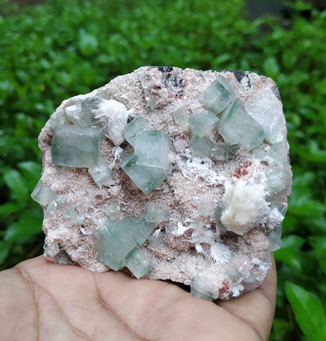Natural Cubical Green Apophylite Multi Pointed/super One Way Standing ...