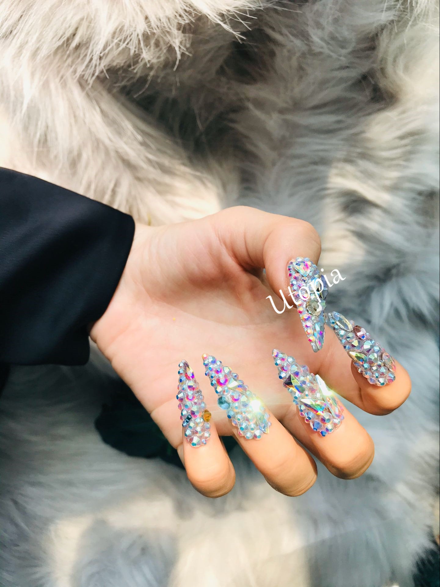 Press On Nails Acrylic Bling Nails 3d Swarovski Crystal Etsy